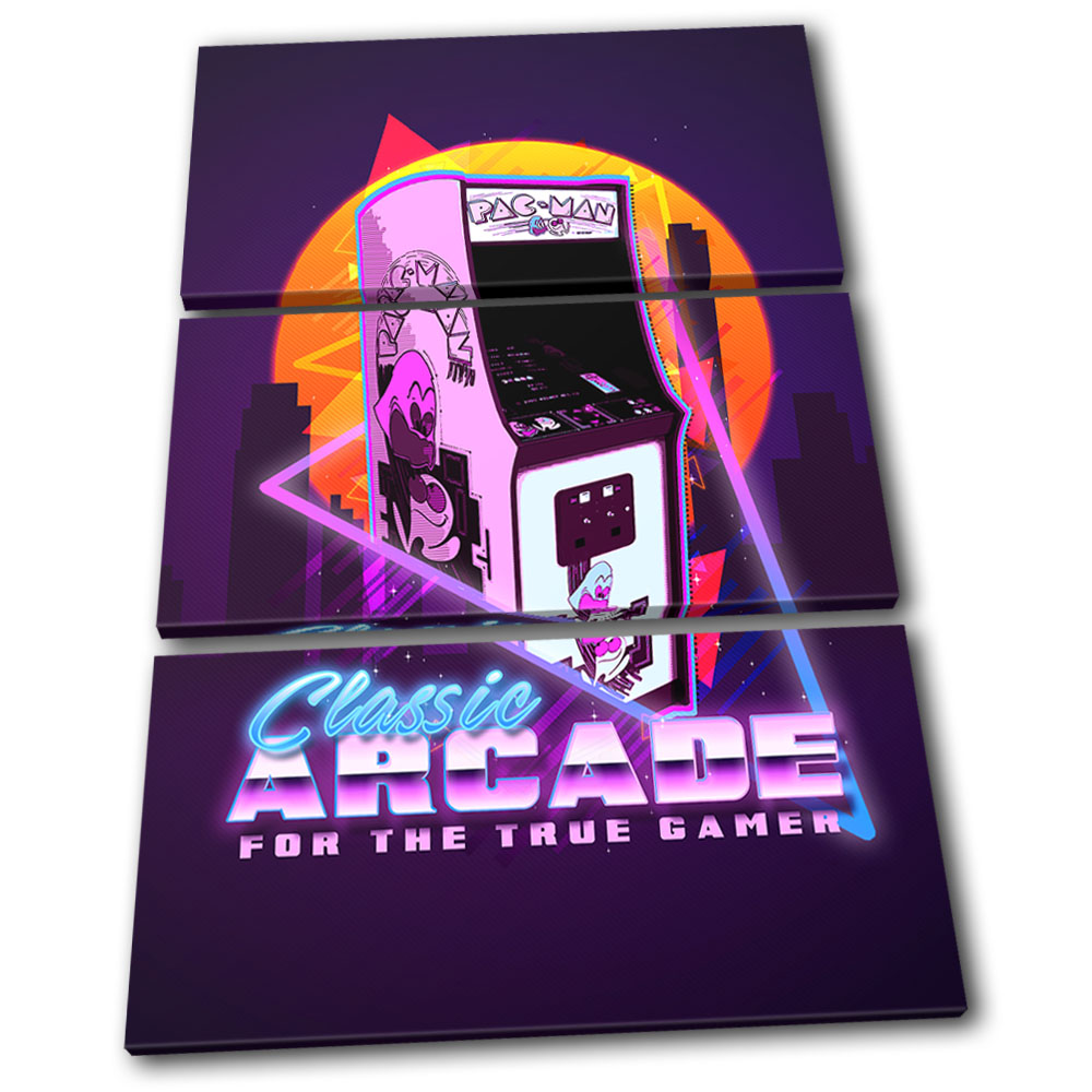 80s Retro Arcade Gamer Gaming TREBLE CANVAS WALL ART Picture Print | eBay