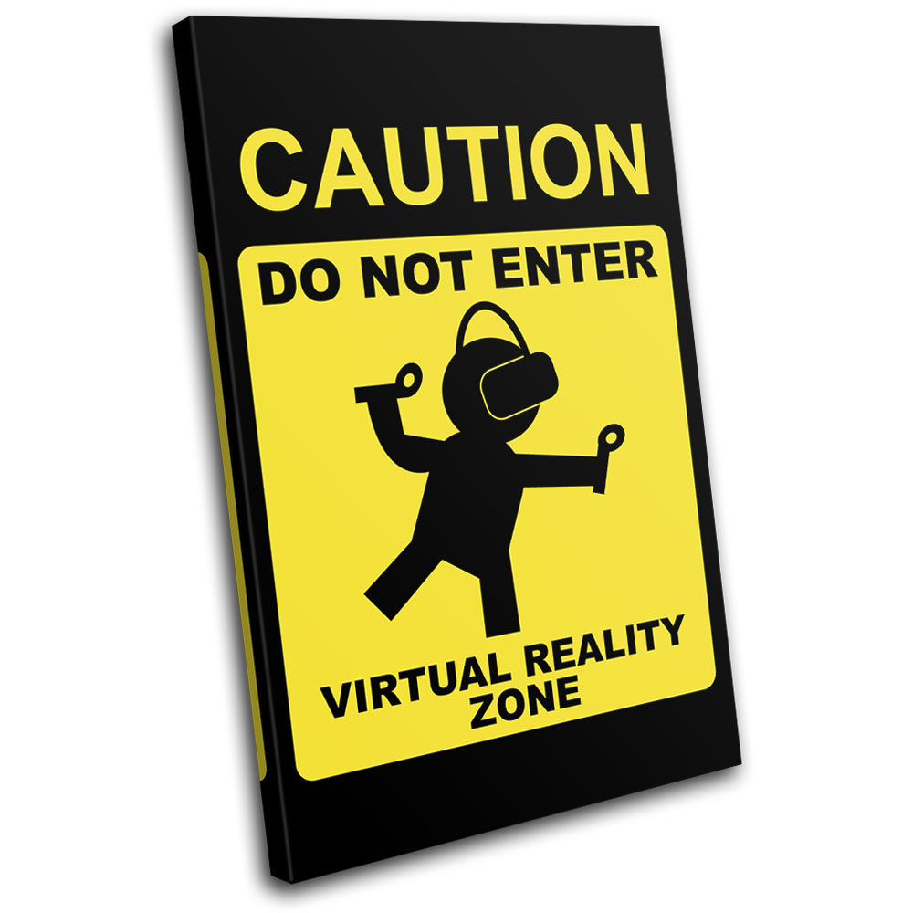 Virtual Reality VR Warning Room Gaming SINGLE CANVAS WALL ART Picture ...