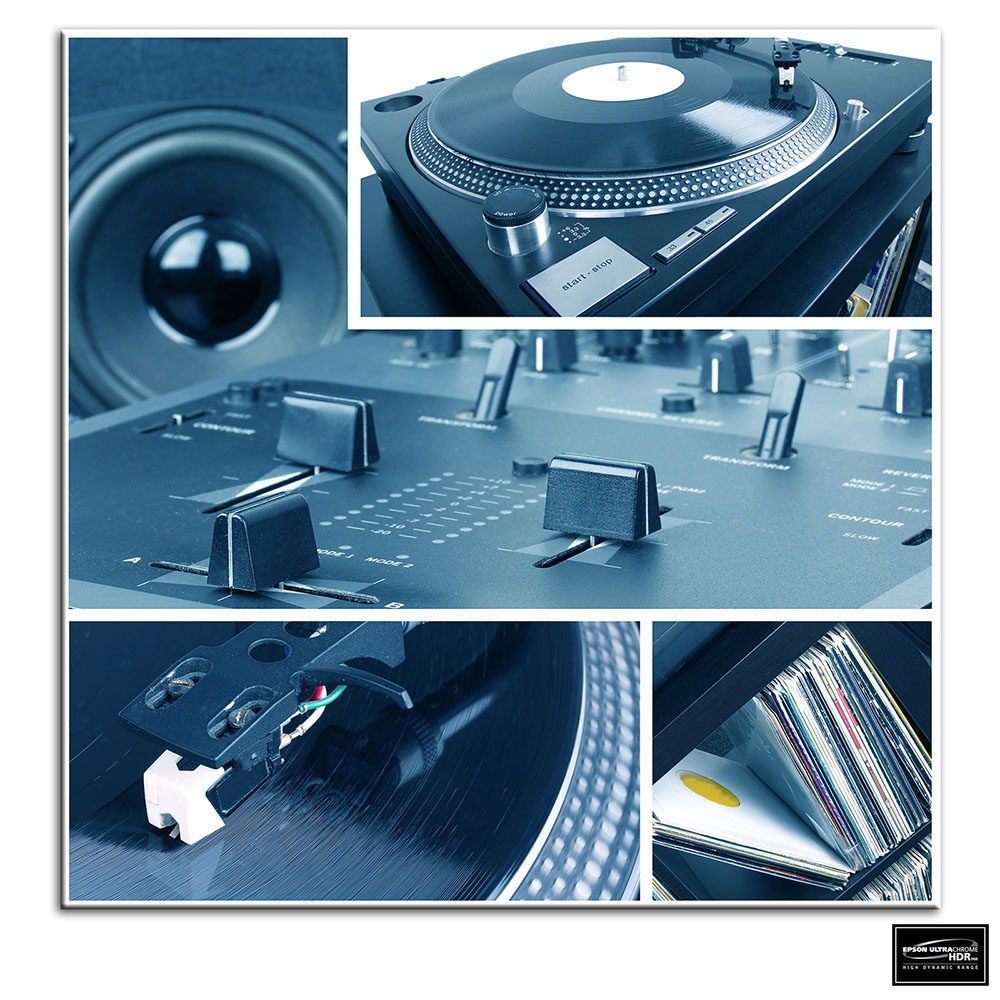 music Collage Blue DJ Club BOX FRAMED CANVAS ART Picture HDR 280gsm | eBay