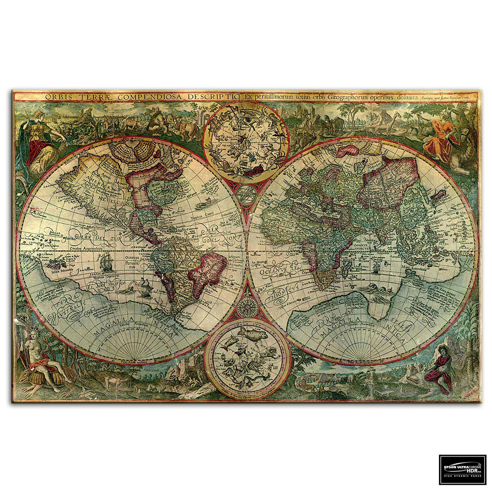 Vintage Illustration Of Old Atlas Map Of World On Ancient